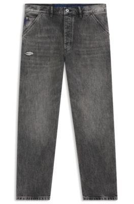Hugo Baggy-fit Black Jeans With Carpenter Details