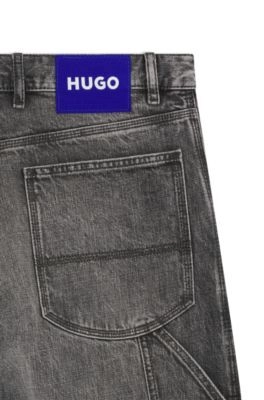Hugo Baggy-fit Black Jeans With Carpenter Details