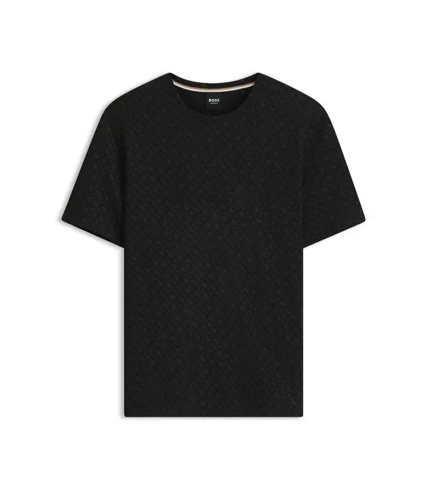 BOSS Printed Pajama Top Crafted In A Cotton Blend - Black