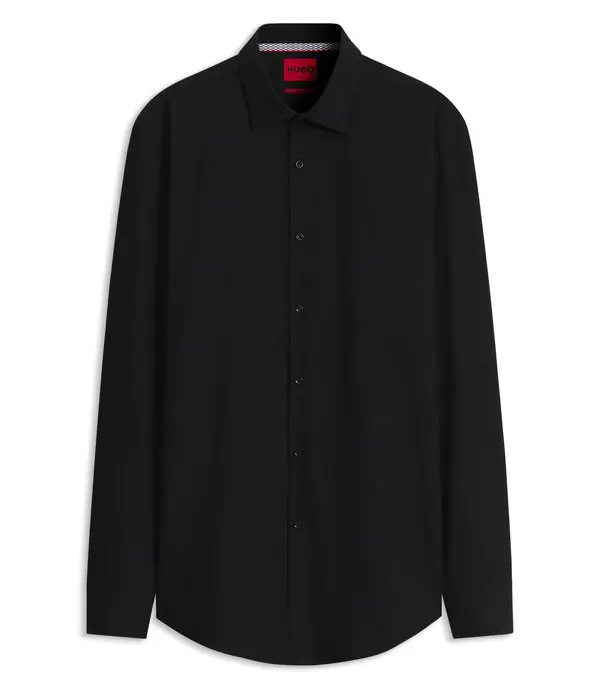 Hugo Slim-fit Shirt In Easy-iron Cotton Poplin - Black