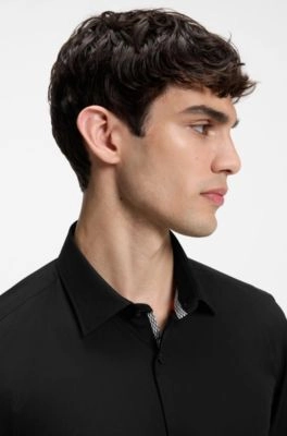 Hugo Slim-fit Shirt In Easy-iron Cotton Poplin - Black