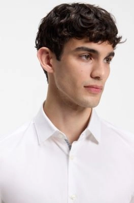 Hugo Slim-fit Shirt In Easy-iron Cotton Poplin - White