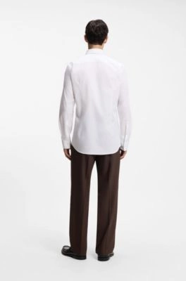 Hugo Slim-fit Shirt In Easy-iron Cotton Poplin - White