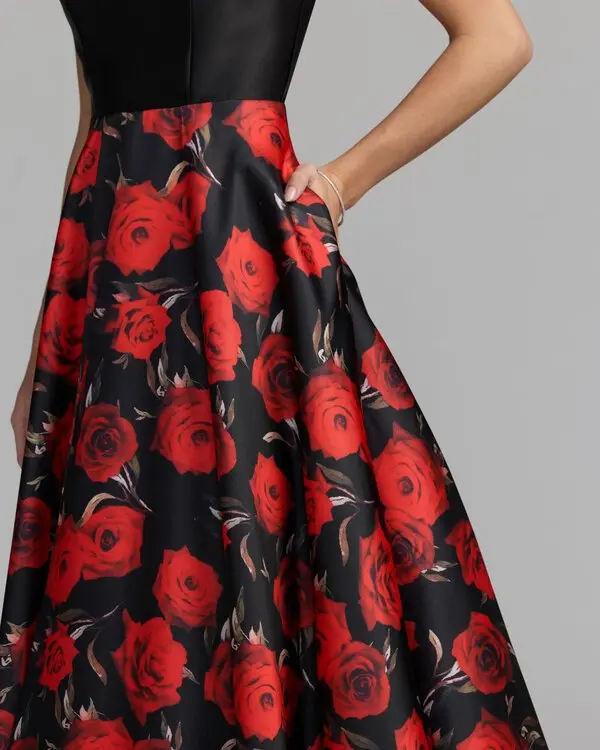 Mac Duggal Floral Print Ball Gown