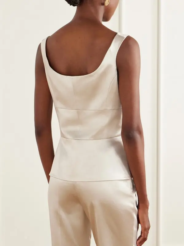 LIBEROWE Paneled Cotton-blend Duchesse-satin Tank Top
