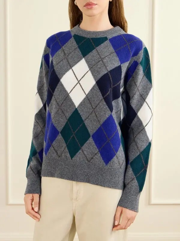 &daughter Ava Argyle Checked Wool Sweater