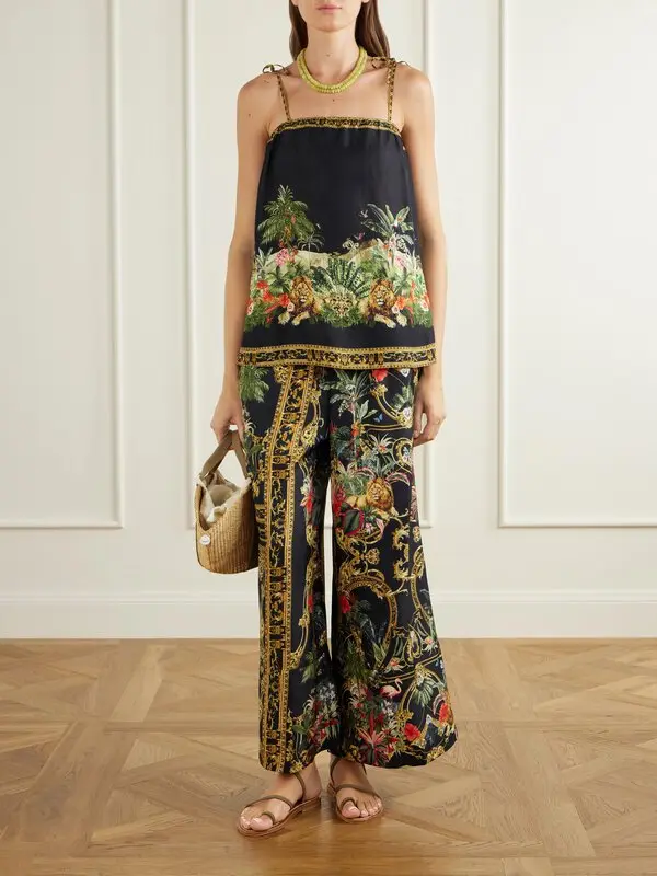 Camilla Cropped Printed Wide-leg Pants