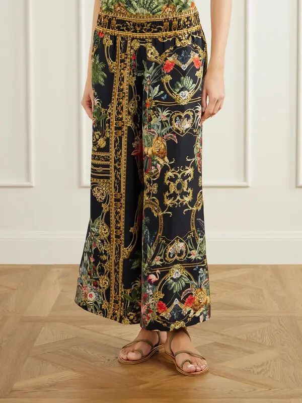 Camilla Cropped Printed Wide-leg Pants