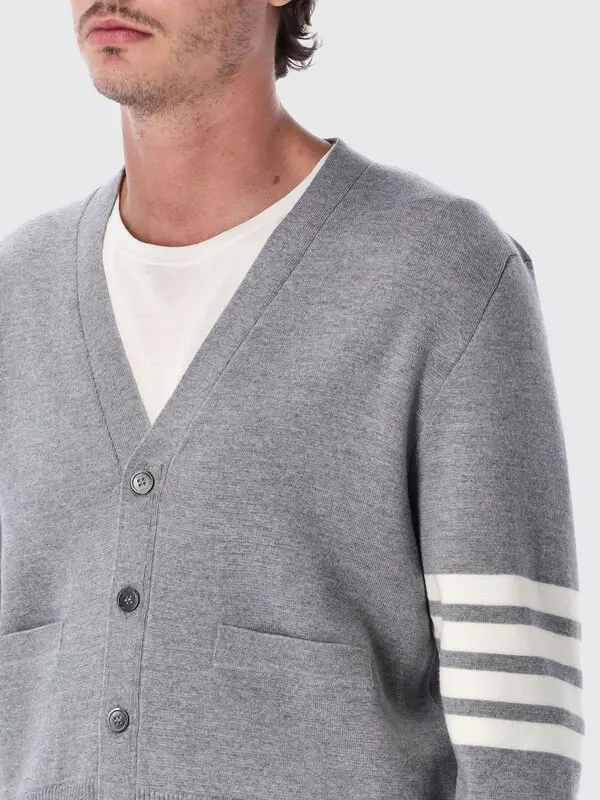 Thom Browne Wool V-neck Cardigan With 4-bar Detail