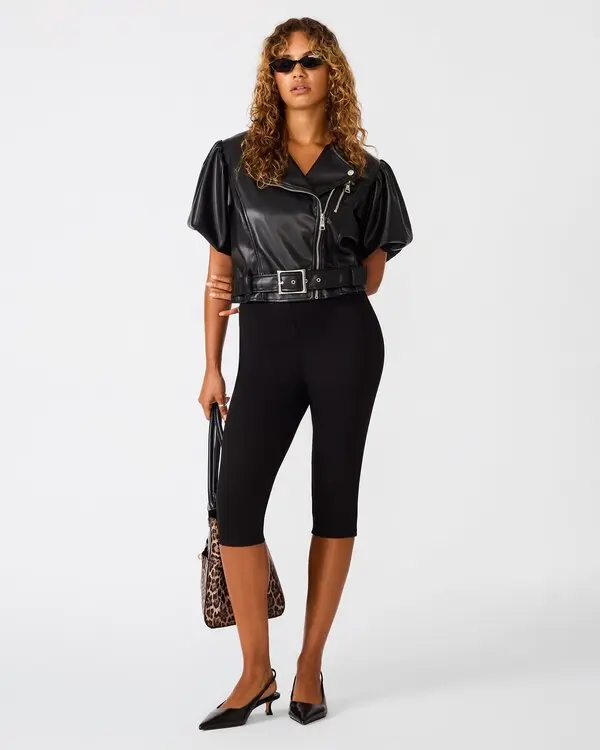 Steve Madden Madlin Faux Leather Cropped Jacket - Black