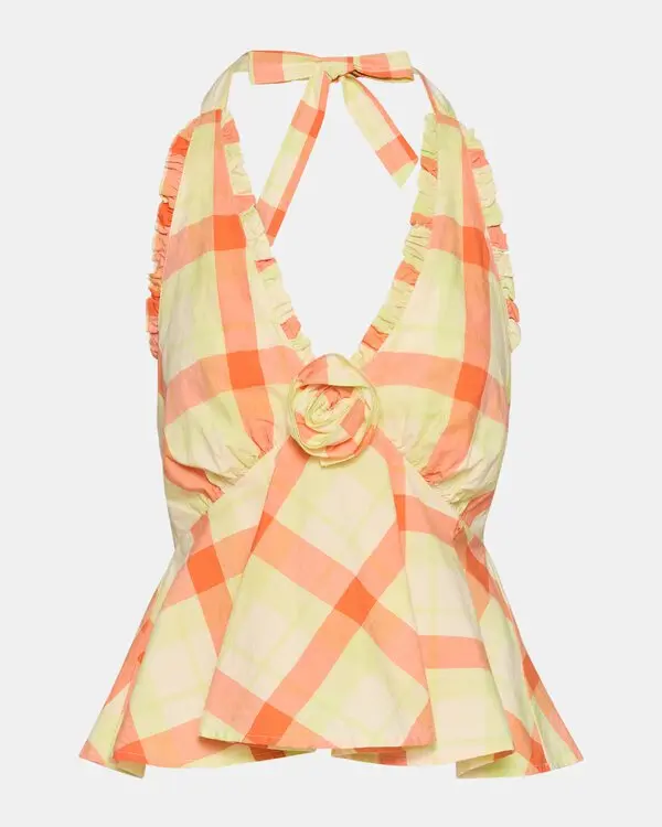 Steve Madden Tania Halter Neck Top - Plaid