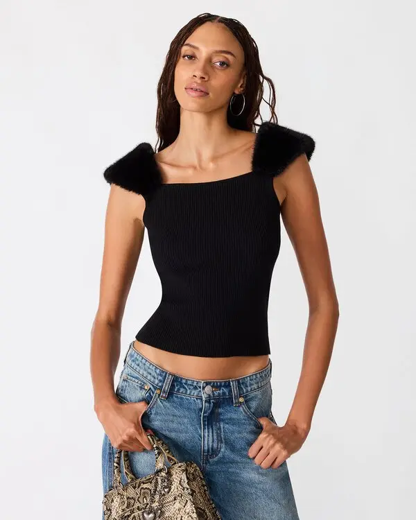 Steve Madden Madelyn Sweater Top - Black