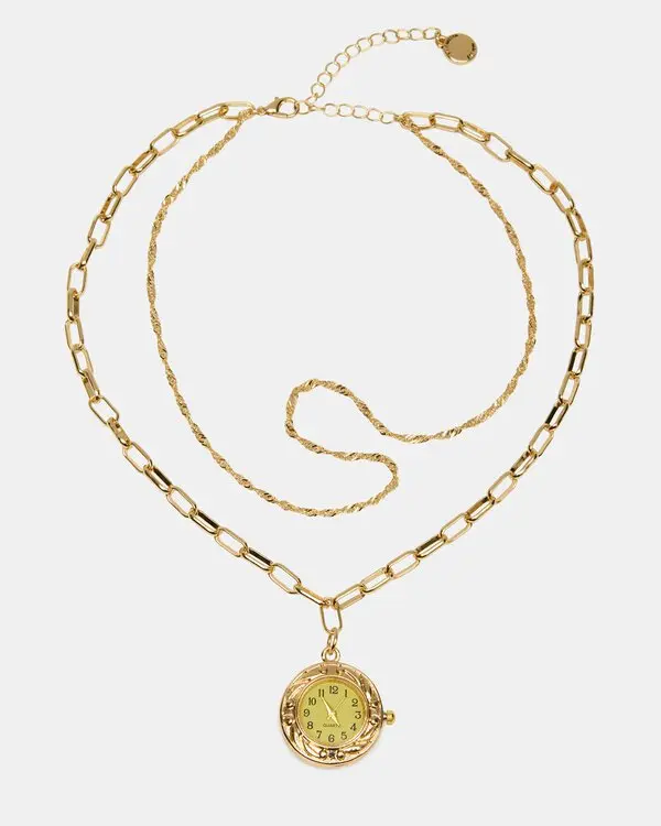 Steve Madden Tone Layered Watch Pendant Necklace - Gold