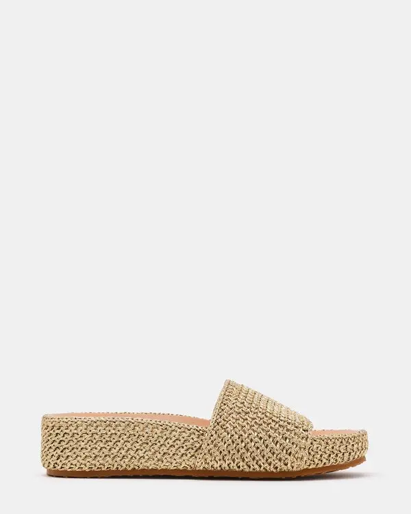 Steve Madden Jemmy Mule Sandals - Gold Raffia
