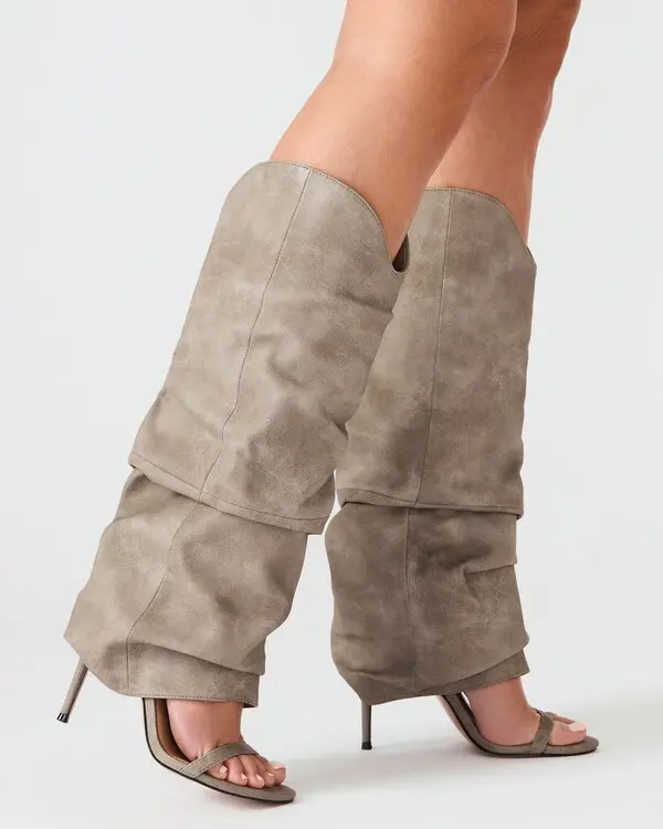 Steve Madden Ravine Distressed Cuffed Knee-high Stiletto Boots