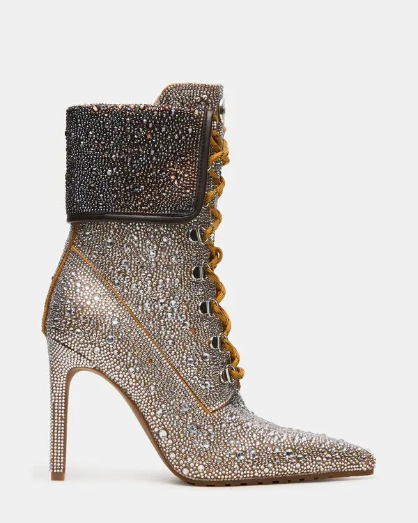 Steve Madden Morals Silver Rhinestones Lace-up Booties