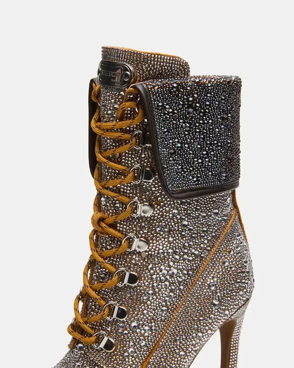 Steve Madden Morals Silver Rhinestones Lace-up Booties