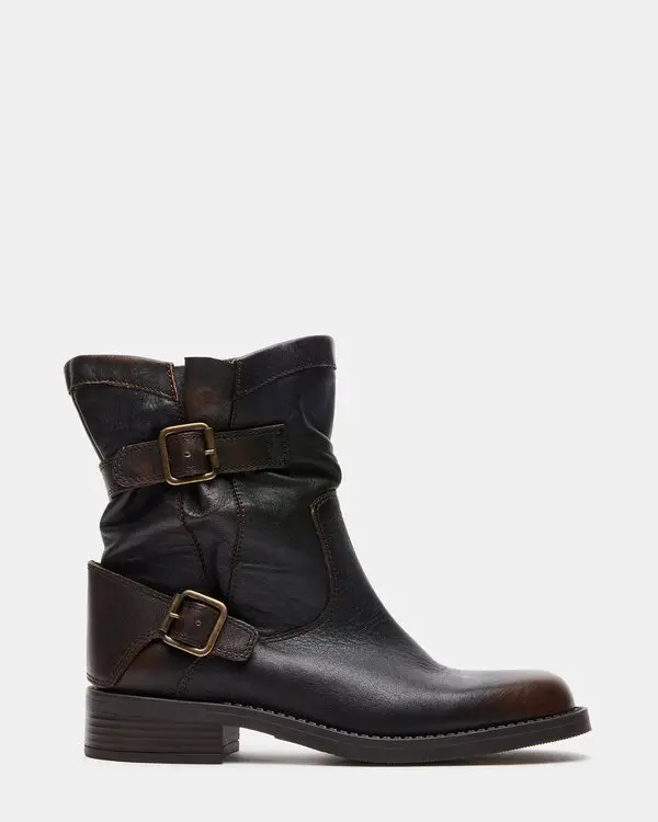 Steve Madden Distressed Buckled Ankle Boots