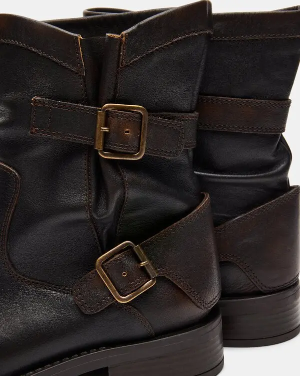 Steve Madden Distressed Buckled Ankle Boots