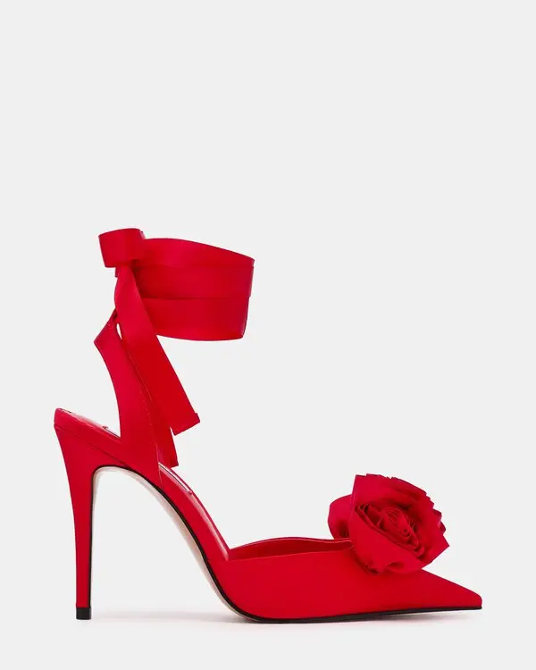 Steve Madden Rosie Lace-up Heels - Red Satin
