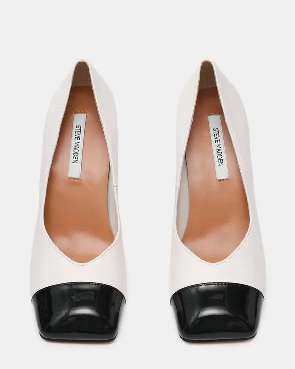 Steve Madden Tadan Block Heels With Square Toe And Cap Toe Detail