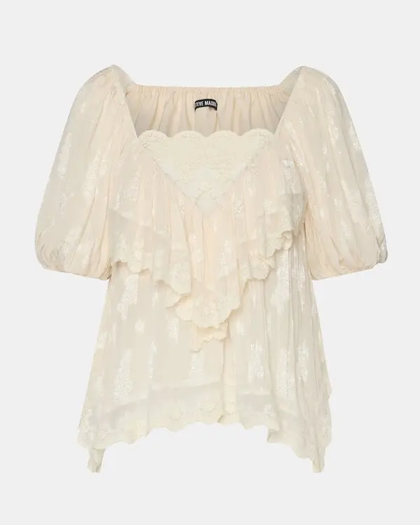 Steve Madden Vickie Top Short Sleeve Flowy Lace Top