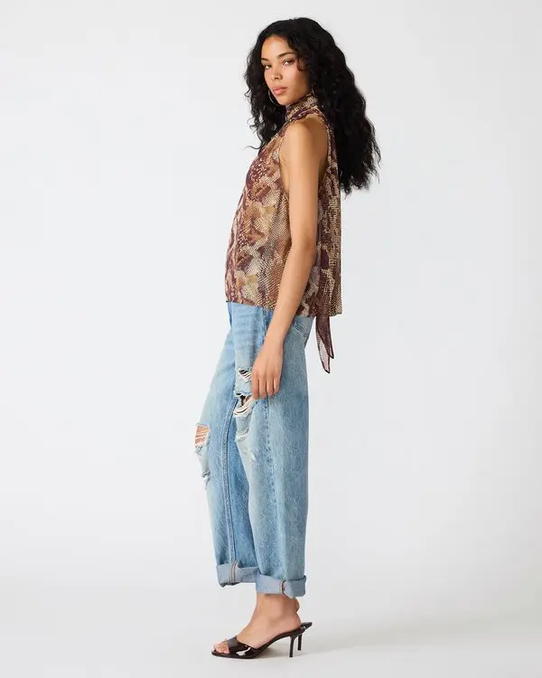 Steve Madden Sleeveless High Neck Top With Tie Detail