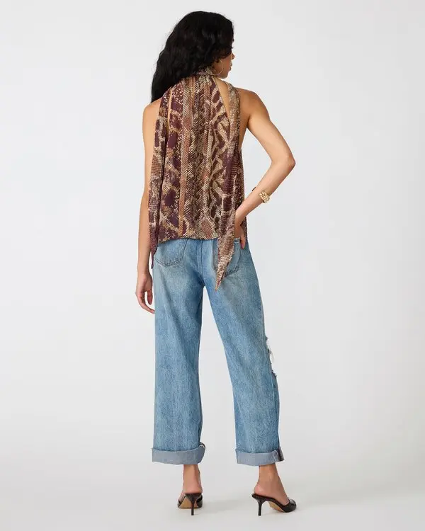 Steve Madden Sleeveless High Neck Top With Tie Detail