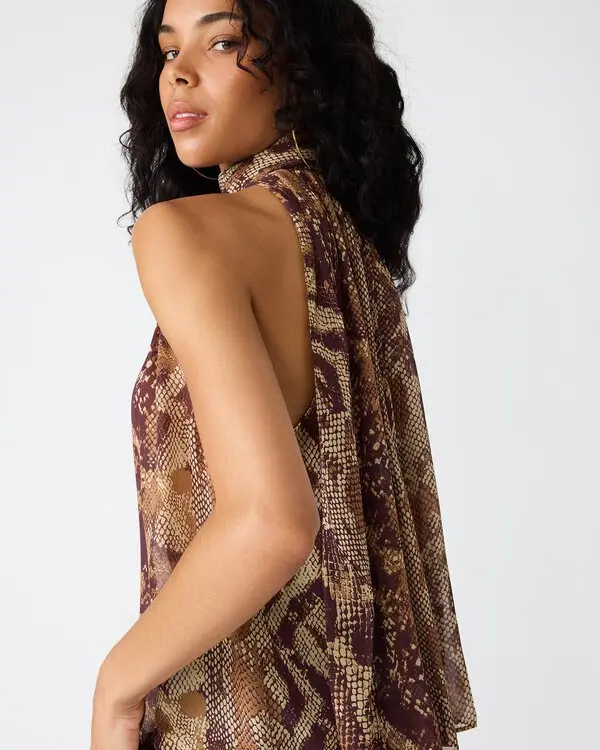 Steve Madden Sleeveless High Neck Top With Tie Detail