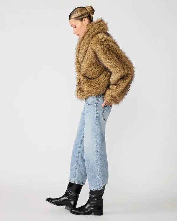 Steve Madden Roe Coat Long Sleeve Faux Fur Jackets & Coats