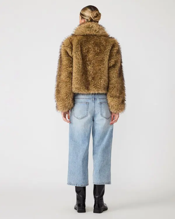 Steve Madden Roe Coat Long Sleeve Faux Fur Jackets & Coats