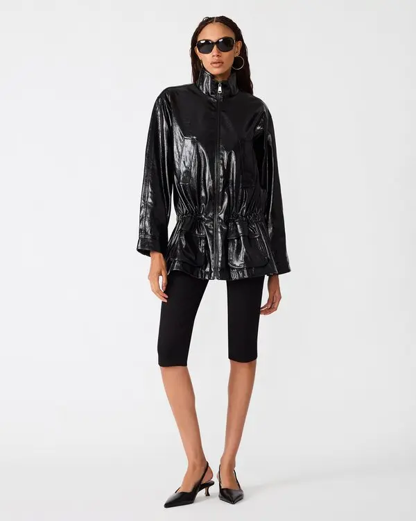 Steve Madden Banks Jacket Long Sleeve Faux Leather Jackets & Coats - Black