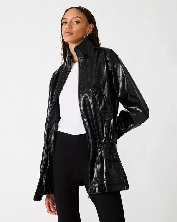 Steve Madden Faux Leather High-neck Zip-up Jacket
