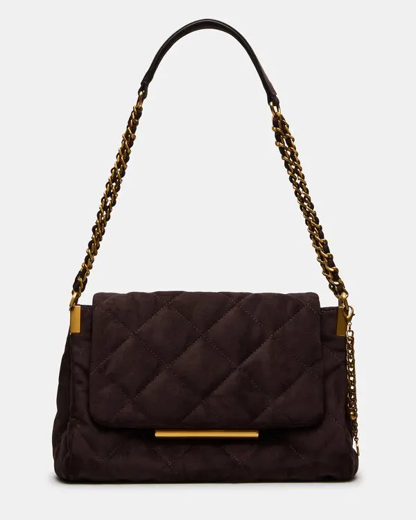 Steve Madden Quilted Faux Suede Shoulder Bag With Chain Strap