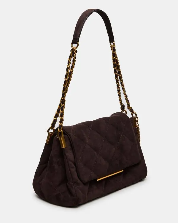 Steve Madden Quilted Faux Suede Shoulder Bag With Chain Strap
