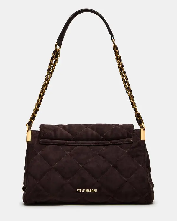 Steve Madden Quilted Faux Suede Shoulder Bag With Chain Strap