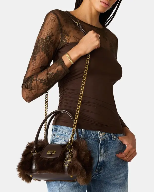 Steve Madden Mavi Mini Satchel With Faux Fur Accents