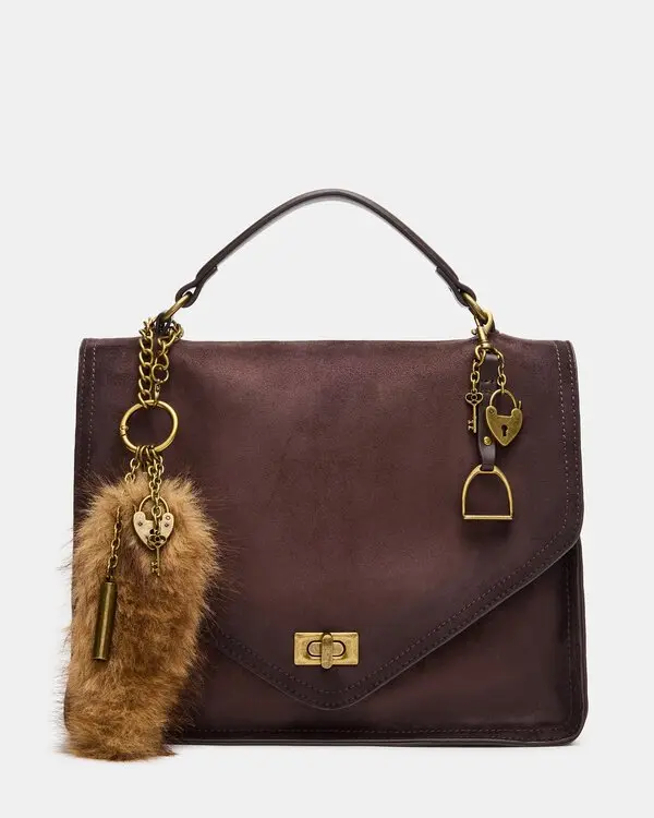 Steve Madden Theia Suede Satchel With Turnlock Closure