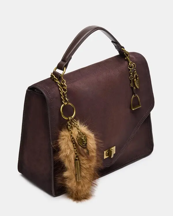 Steve Madden Theia Suede Satchel With Turnlock Closure