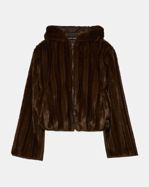 Steve Madden Mavis Jacket Long Sleeve Faux Fur Jackets & Coats