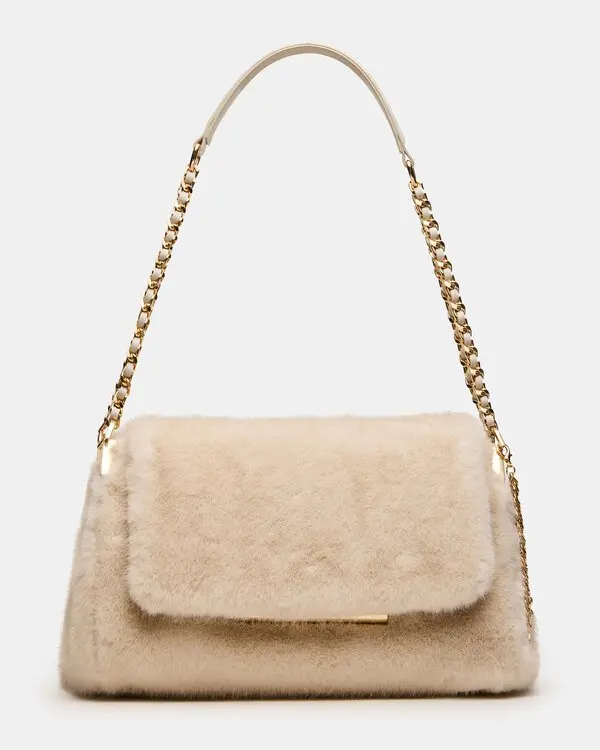 Steve Madden Faux Fur Shoulder Bag With Chain Strap
