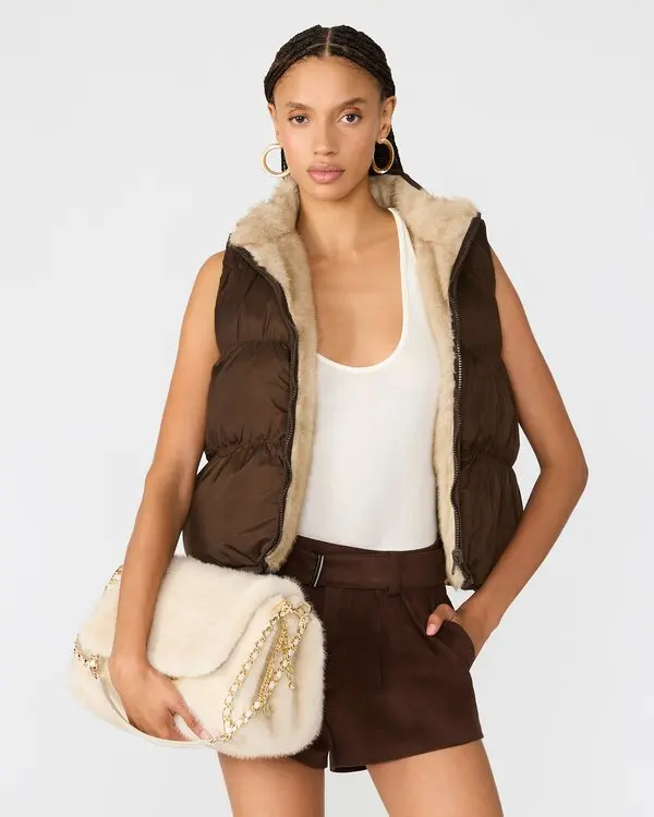 Steve Madden Faux Fur Shoulder Bag With Chain Strap