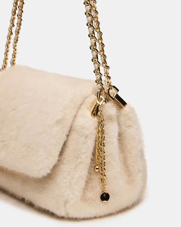 Steve Madden Faux Fur Shoulder Bag With Chain Strap