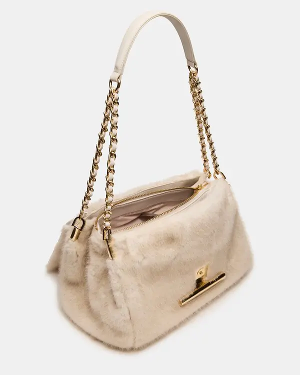 Steve Madden Faux Fur Shoulder Bag With Chain Strap