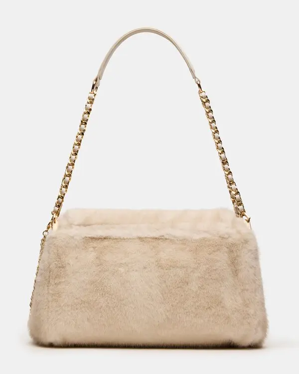 Steve Madden Faux Fur Shoulder Bag With Chain Strap
