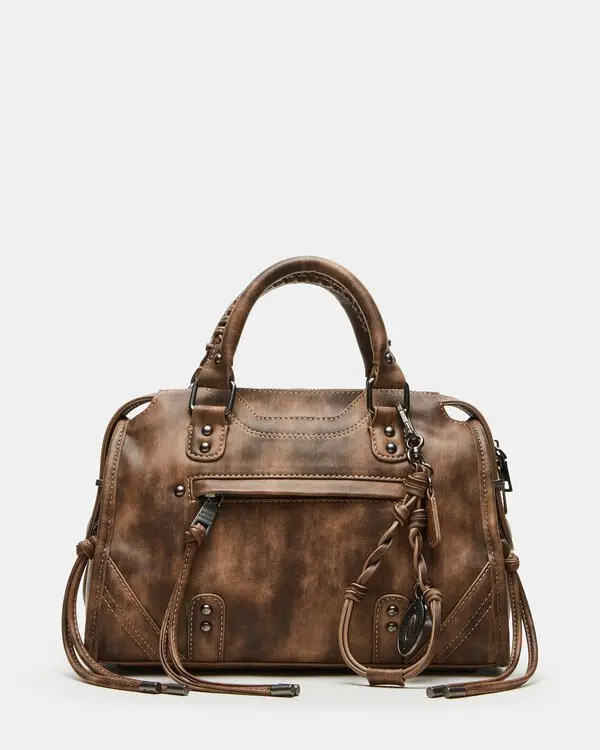 Steve Madden Riggs Satchel Bag - Brown Distressed