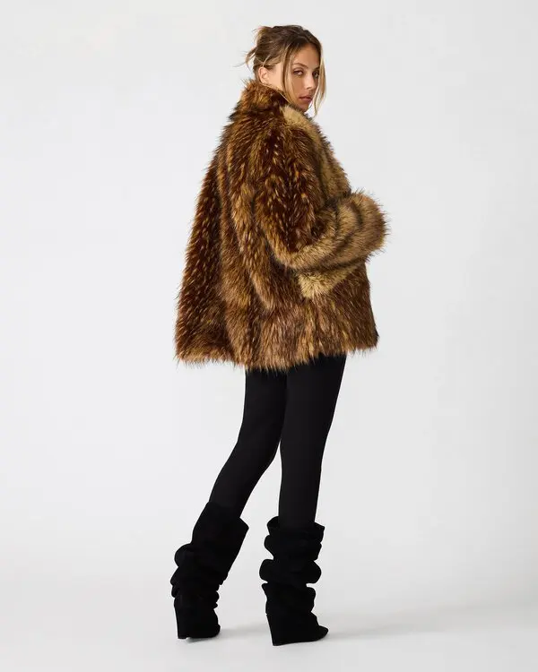 Steve Madden Norie Coat Long Sleeve Faux Fur Jackets & Coats