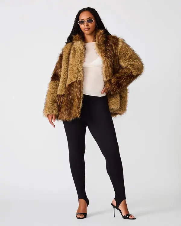 Steve Madden Norie Faux Fur Patchwork Coat