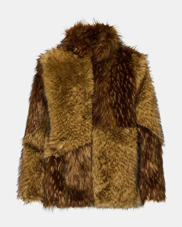 Steve Madden Norie Faux Fur Patchwork Coat