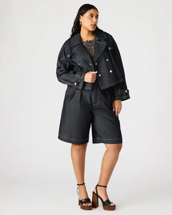 Steve Madden Sirus Denim Jacket Long Sleeve Cropped Jackets & Coats